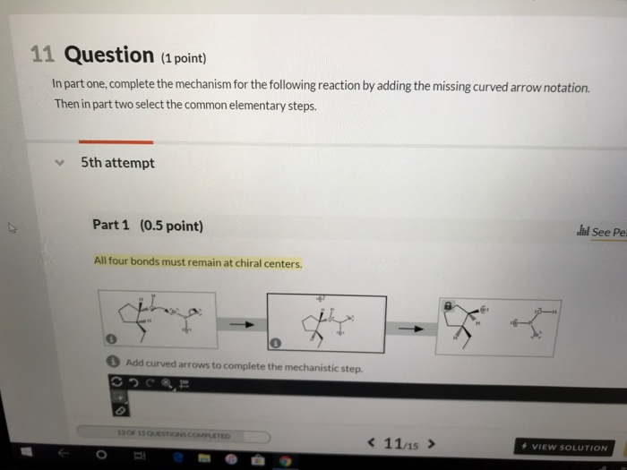Solved 11 Question (1 point) In part one, complete the | Chegg.com