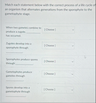 Solved Match each statement below with the correct process | Chegg.com