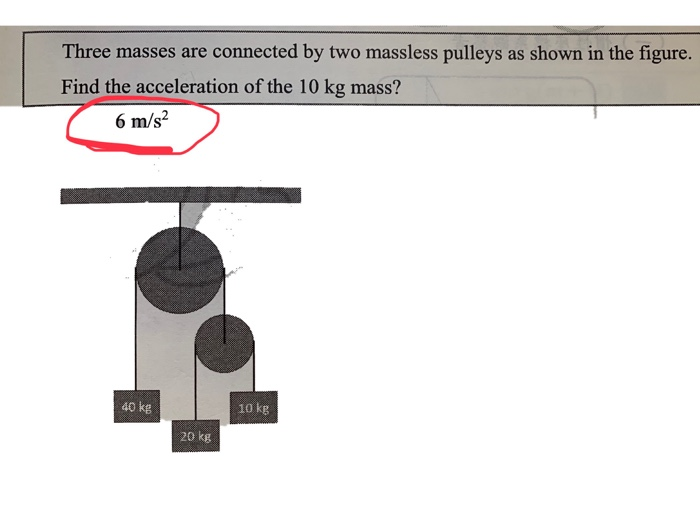 Solved Three masses are connected by two massless pulleys as | Chegg.com