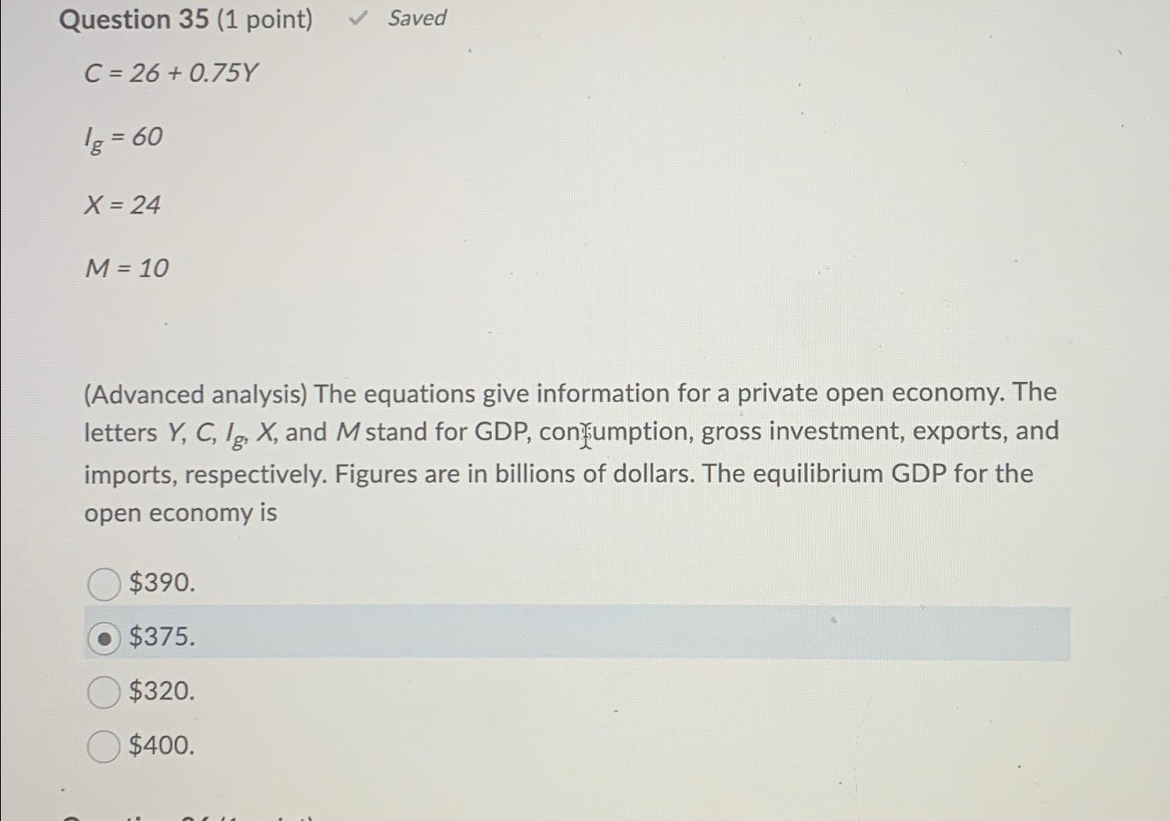 Solved Question 35 (1 ﻿point) | Chegg.com