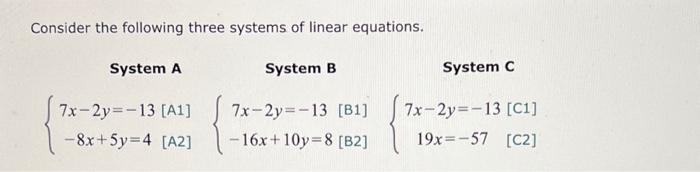 Solved Consider the following three systems of linear | Chegg.com