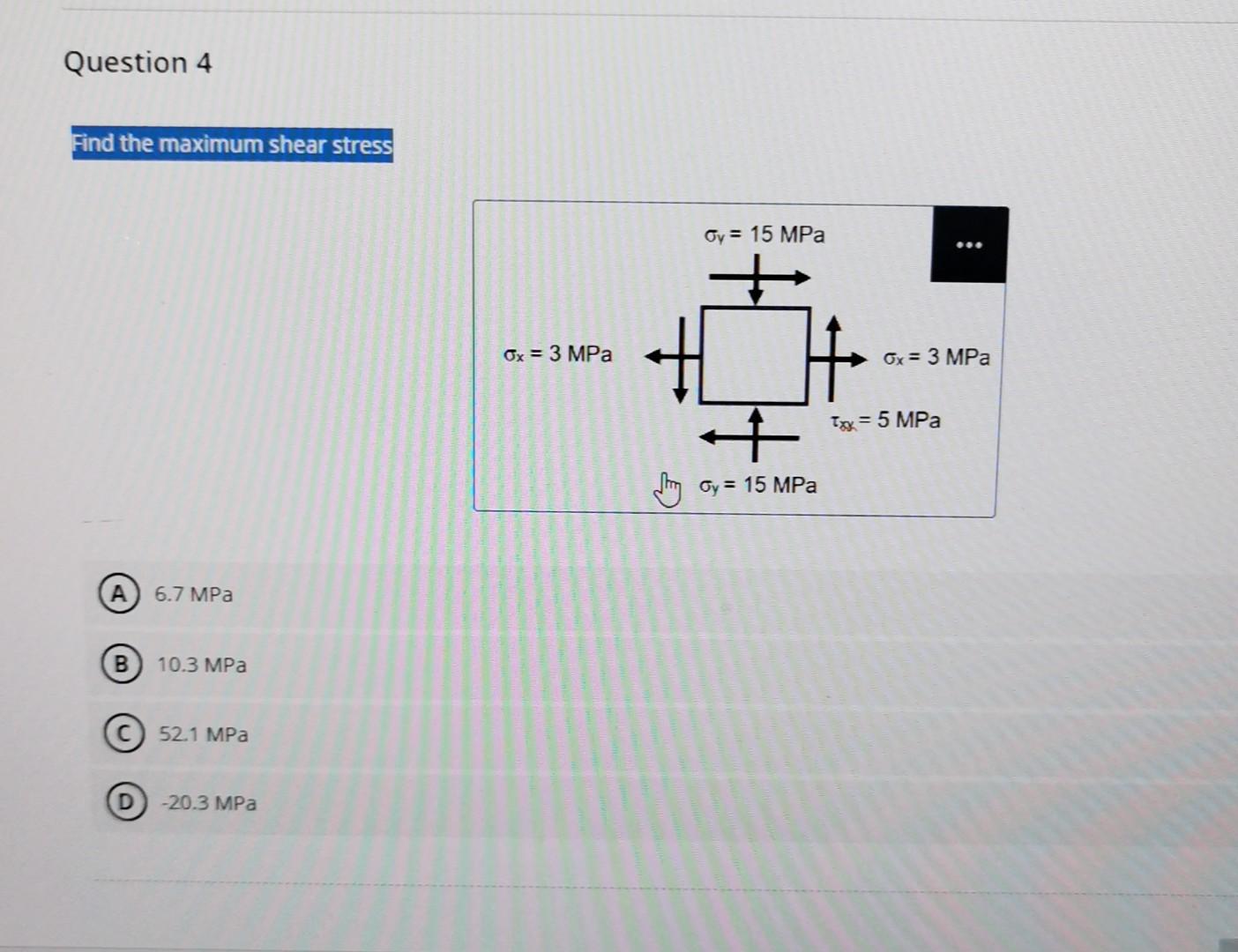 Solved 10.3MPa 52.1MPa −20.3MPa | Chegg.com