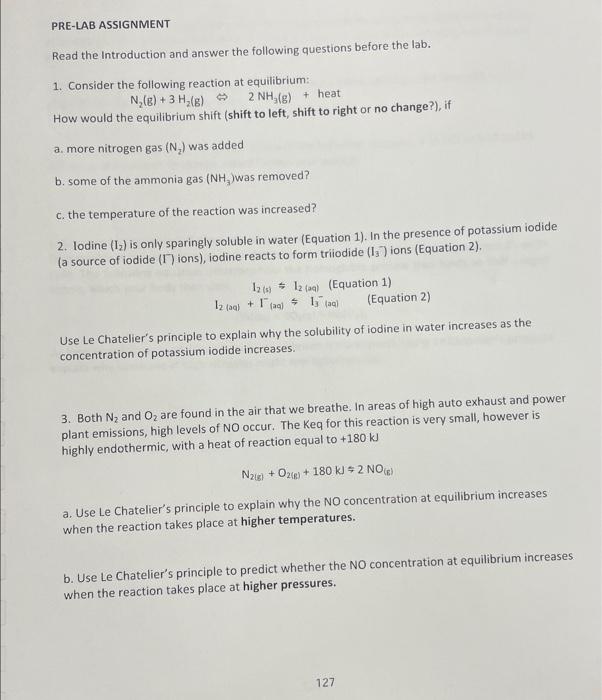 Solved PRE-LAB ASSIGNMENT Read the Introduction and answer | Chegg.com