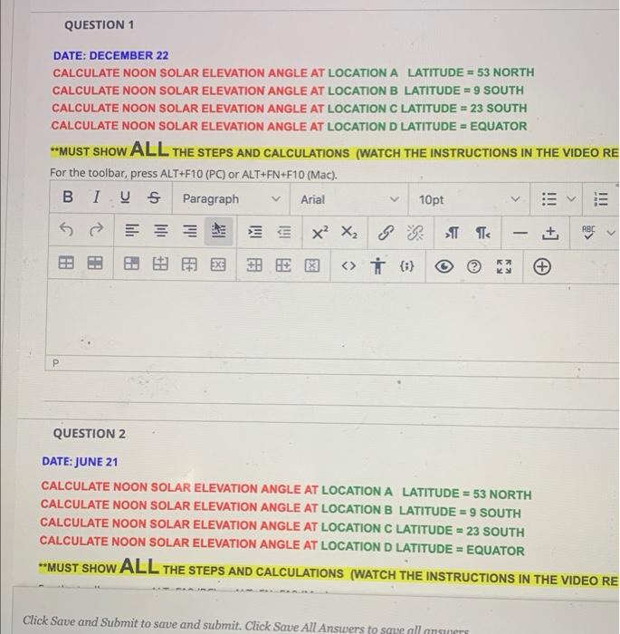 Solved DATE: DECEMBER 22 CALCULATE NOON SOLAR ELEVATION | Chegg.com