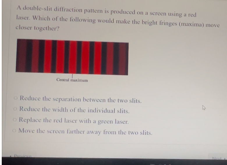 Solved A double-slit diffraction pattern is produced on a | Chegg.com