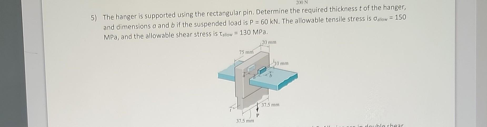 Solved 5) The hanger is supported using the rectangular pin. | Chegg.com