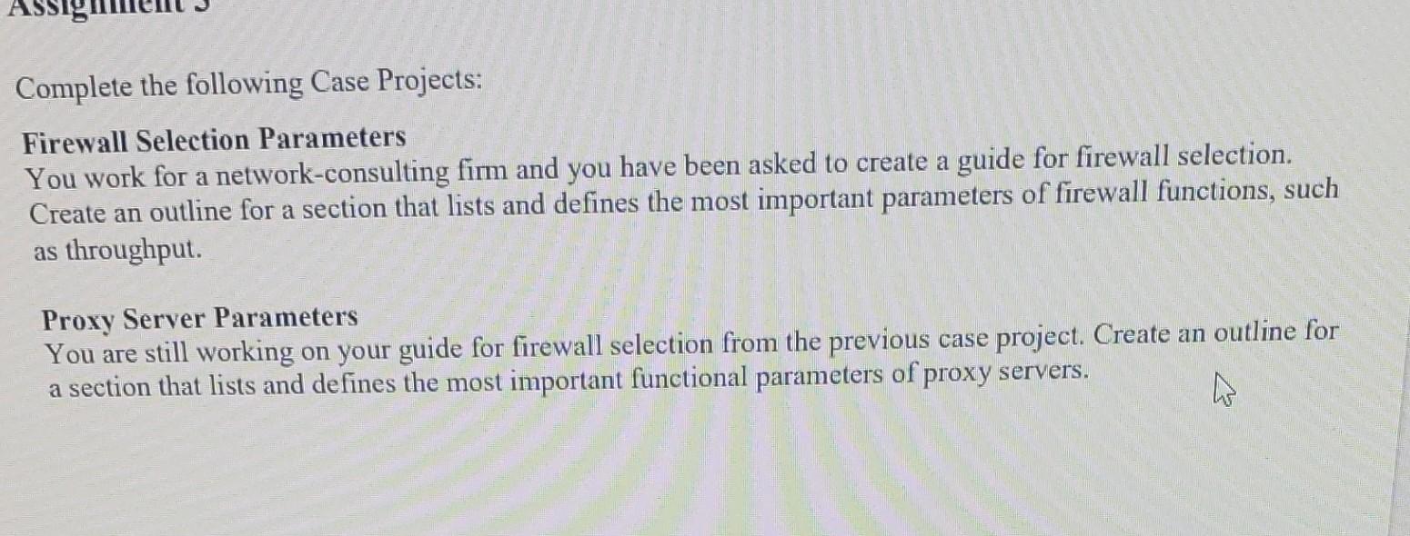 Solved Complete the following Case Projects: Firewall | Chegg.com