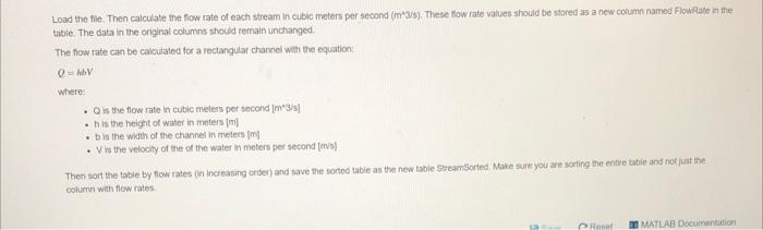Solved first add flow rate name to tablethen calculate flow | Chegg.com