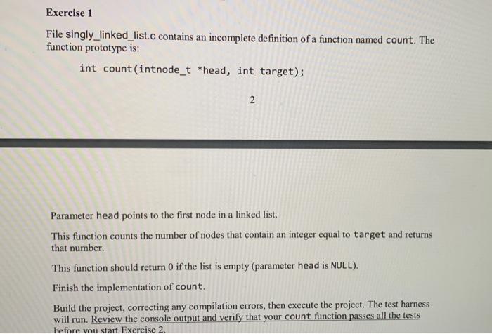 Solved **/ 17 Exercise 1 /* Parameter head points to the | Chegg.com