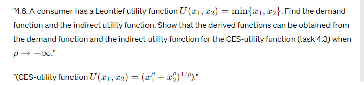 "4.6. ﻿A consumer has a Leontief utility function | Chegg.com
