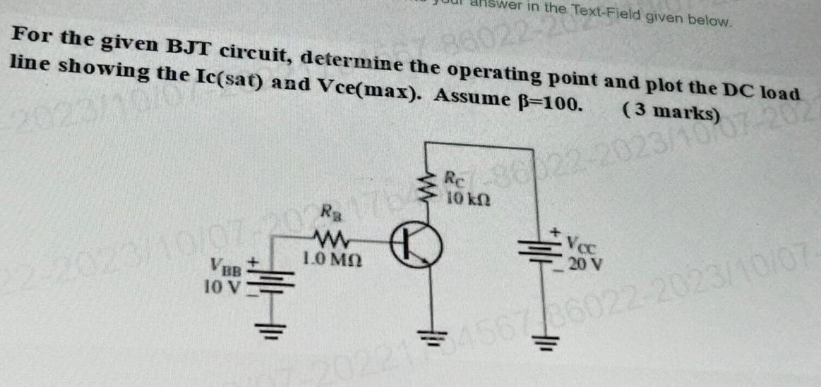 Solved For the given BJT circuit, determine the operating | Chegg.com