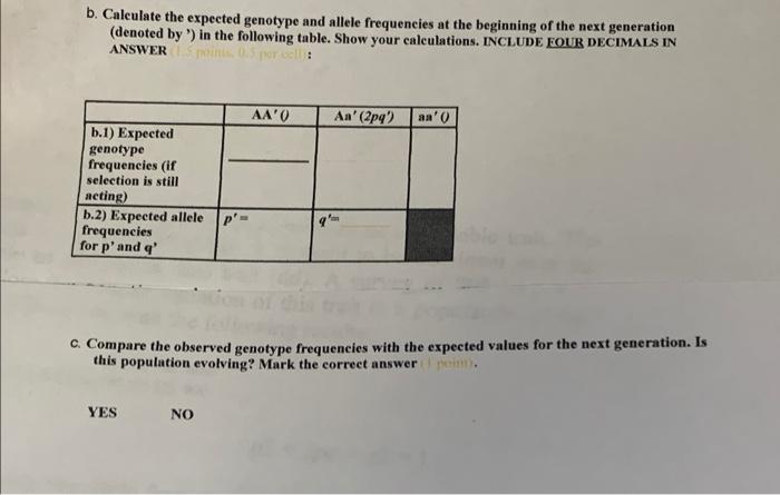 Solved b. Calculate the expected genotype and allele | Chegg.com