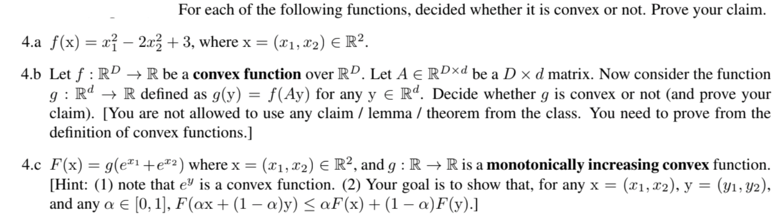 Solved For each of the following functions, decided whether | Chegg.com