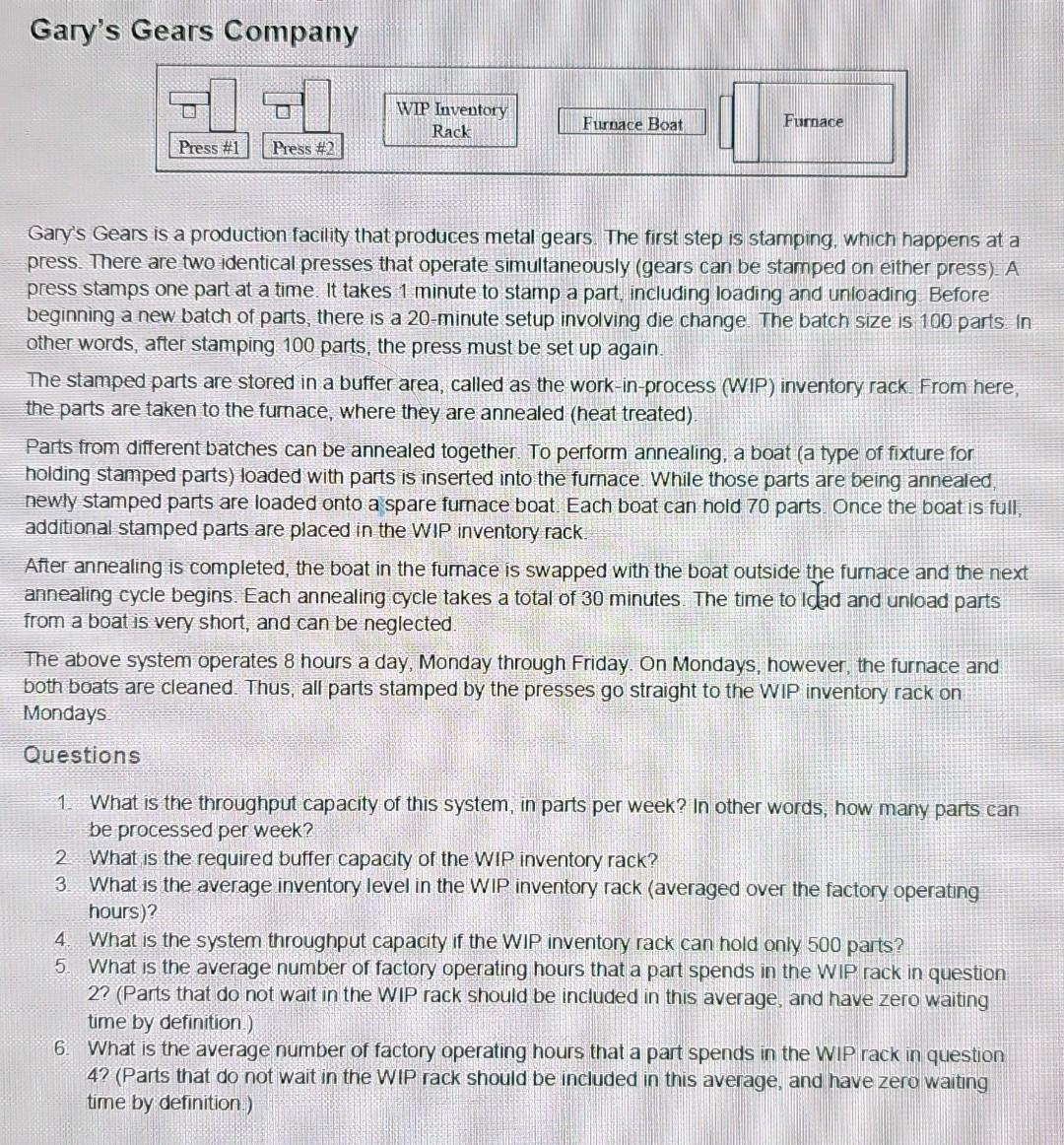 Solved Gary's Gears Company Gary's Gears is a production | Chegg.com