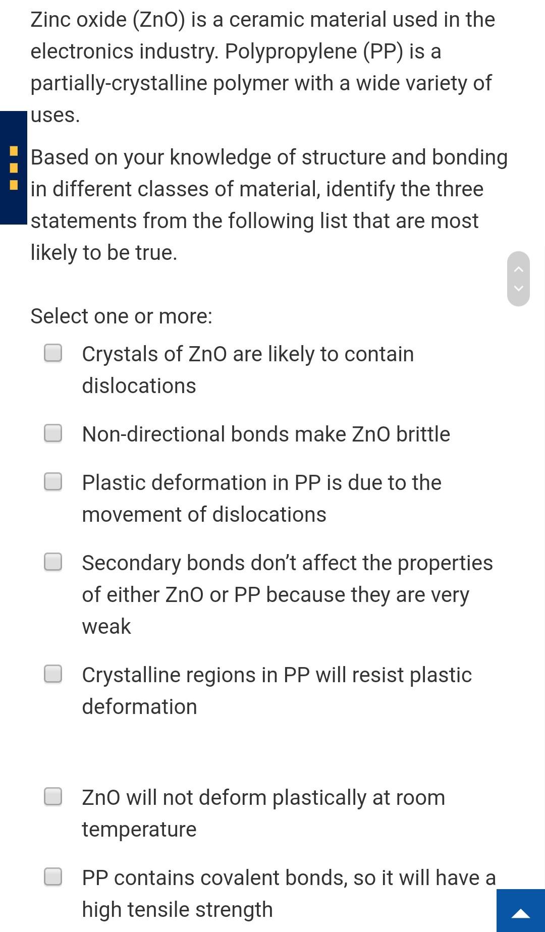 Solved Zinc oxide (Zno) is a ceramic material used in the | Chegg.com