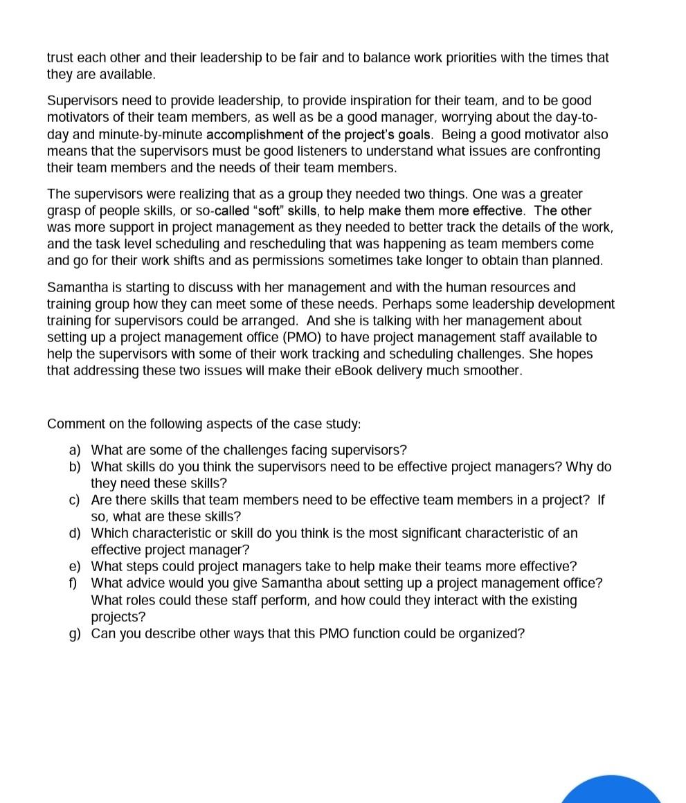 Solved Mini-Case Study: Developing Project Managers at | Chegg.com