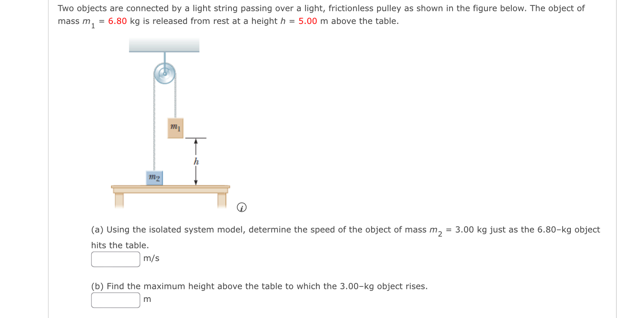 Solved Two objects are connected by a light string passing | Chegg.com