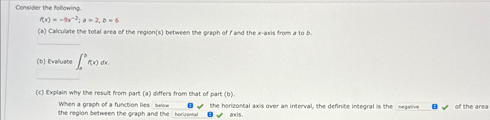 Solved Consider the following.f(x)=-9x-2;a=2,b=6(a) | Chegg.com