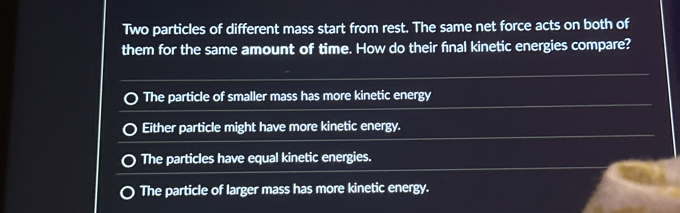 Solved Two particles of different mass start from rest. The | Chegg.com