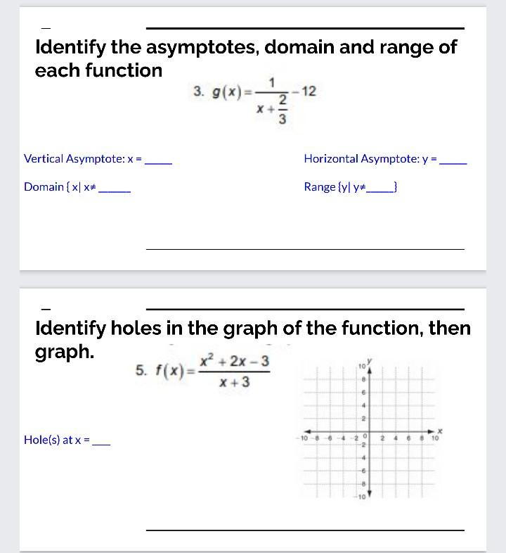 Solved Identify the asymptotes, domain and range of each | Chegg.com