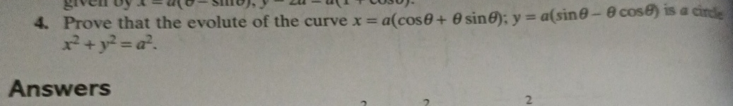 Solved Prove that the evolute of the curve | Chegg.com