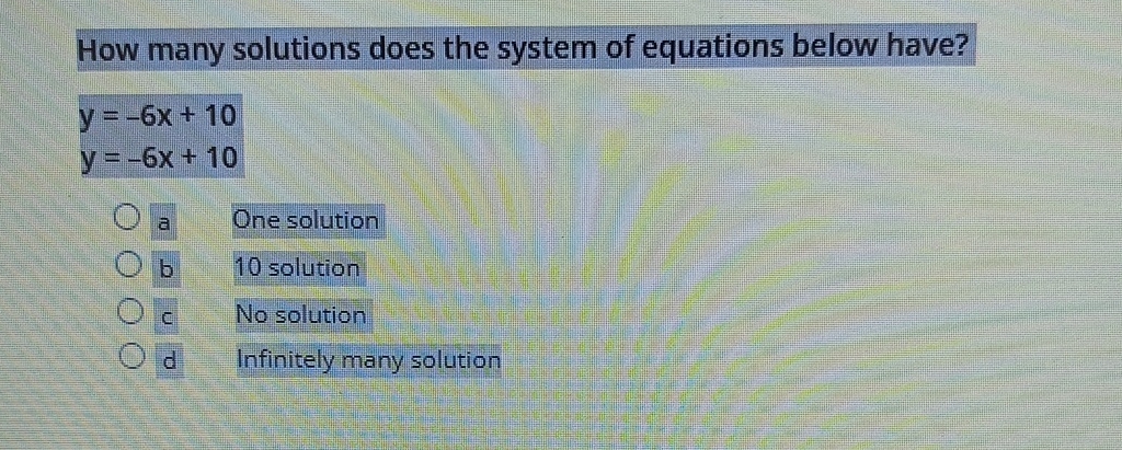 Solved How many solutions does the system of equations below | Chegg.com