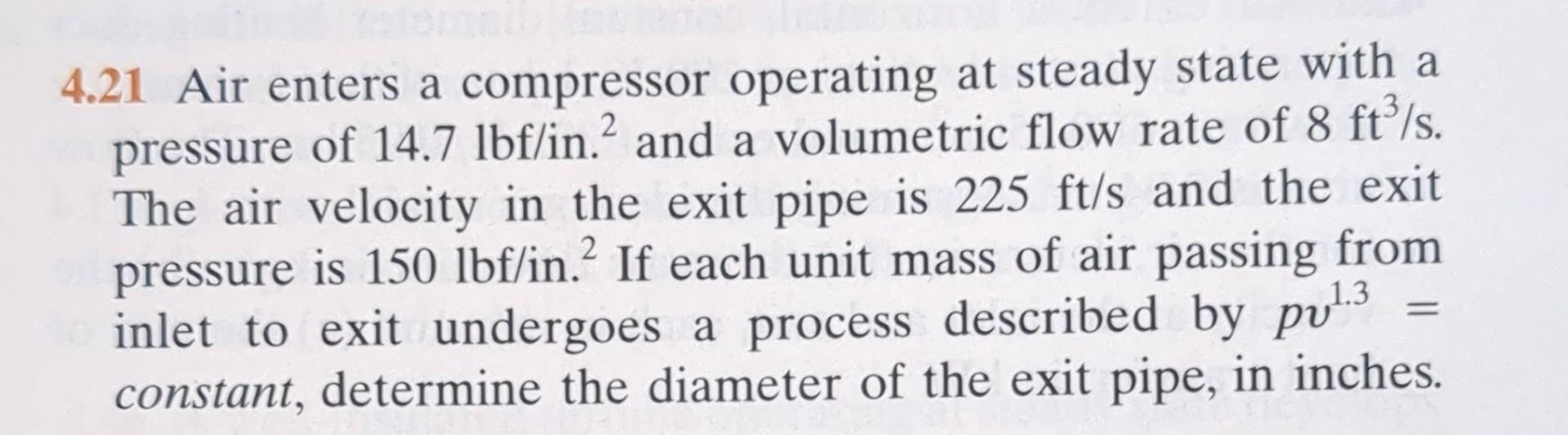 Solved 4.21 Air enters a compressor operating at steady | Chegg.com