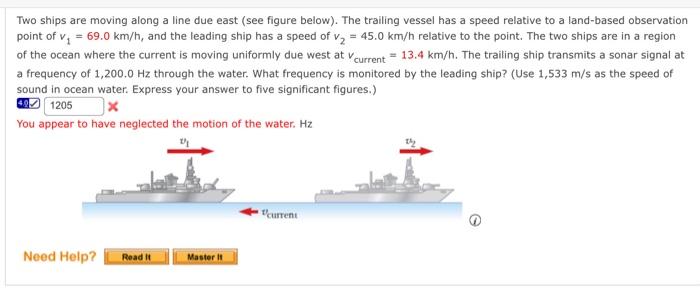 Solved Two ships are moving along a line due east (see | Chegg.com