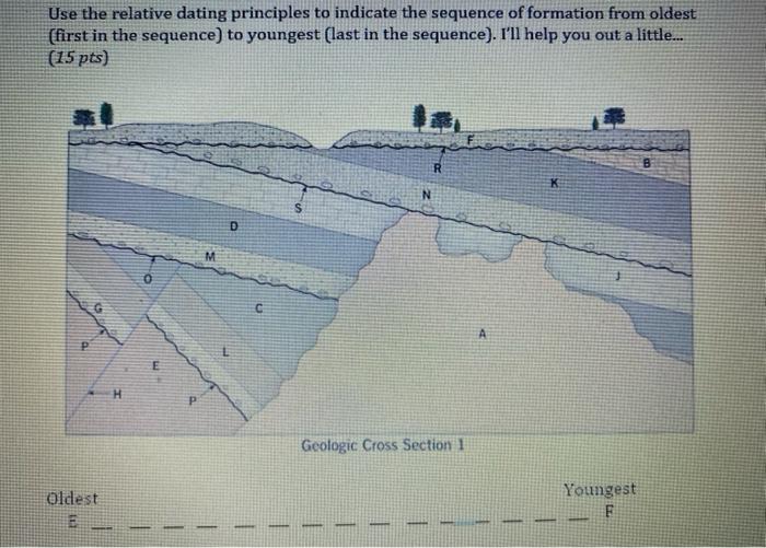 Solved Use the relative dating principles to indicate the | Chegg.com
