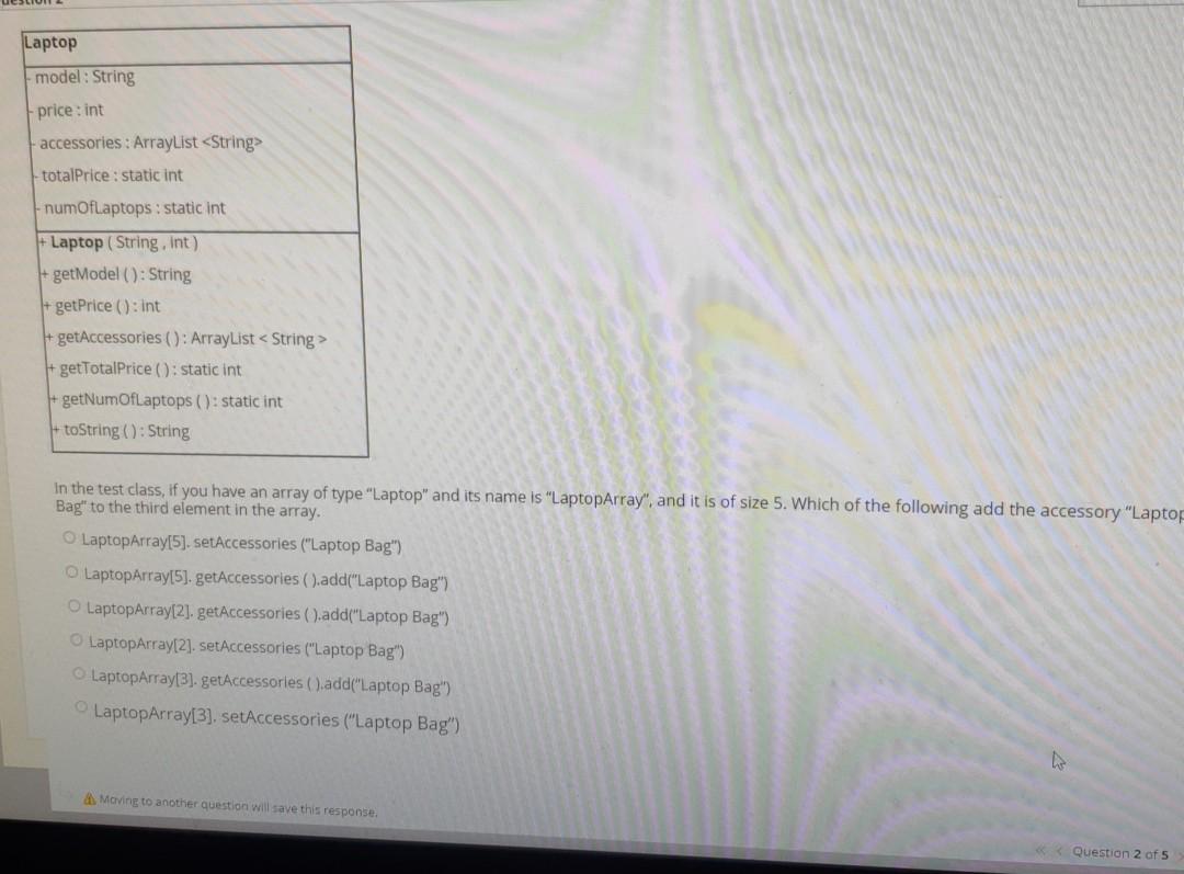 Solved Laptop model: String - price: int accessories: | Chegg.com