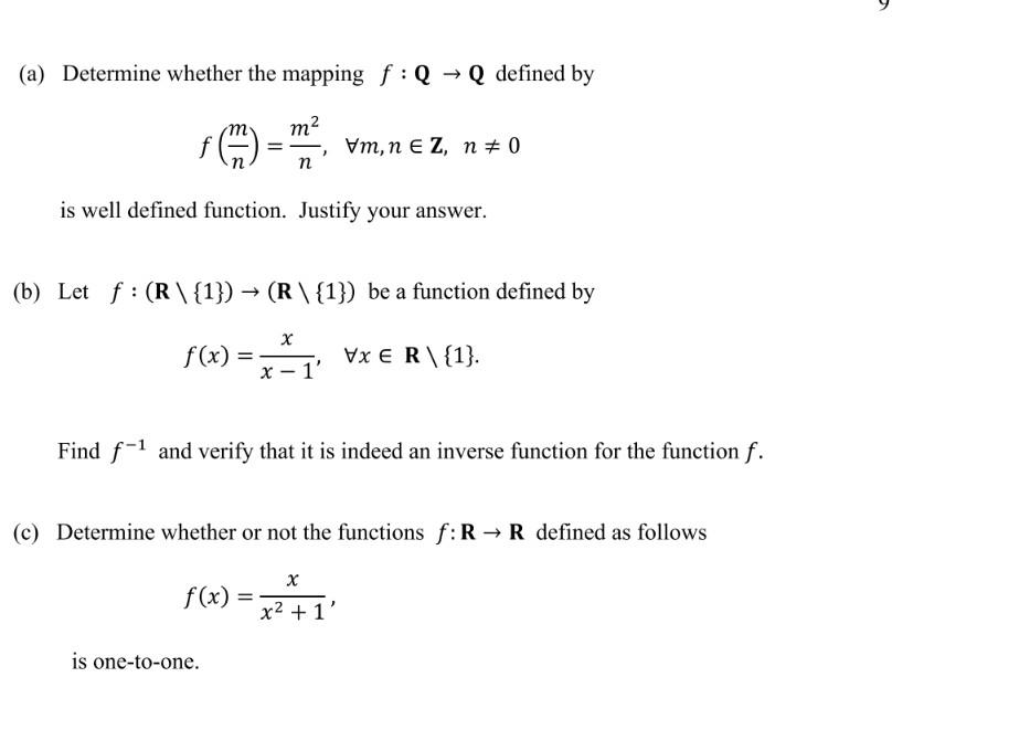 Solved (a) Determine whether the mapping f:Q→Q defined by | Chegg.com