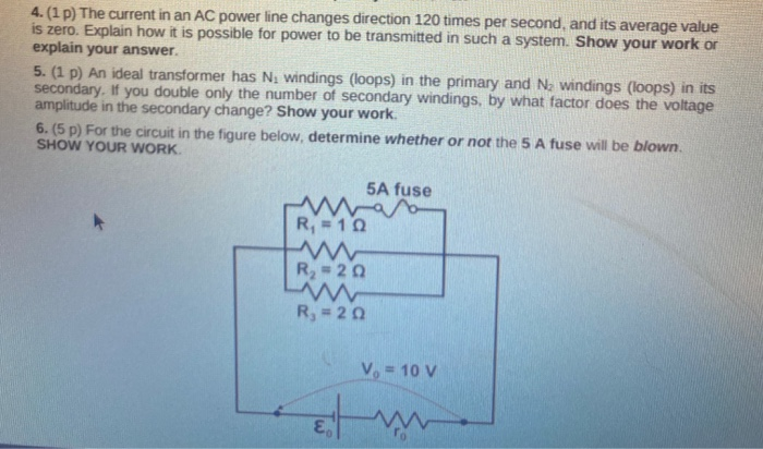 Solved 4. (1p) The current in an AC power line changes | Chegg.com
