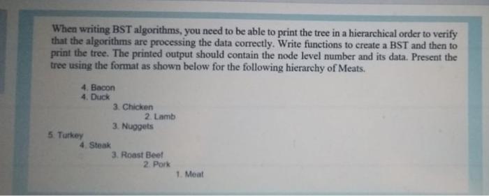 Solved When writing BST algorithms, you need to be able to | Chegg.com