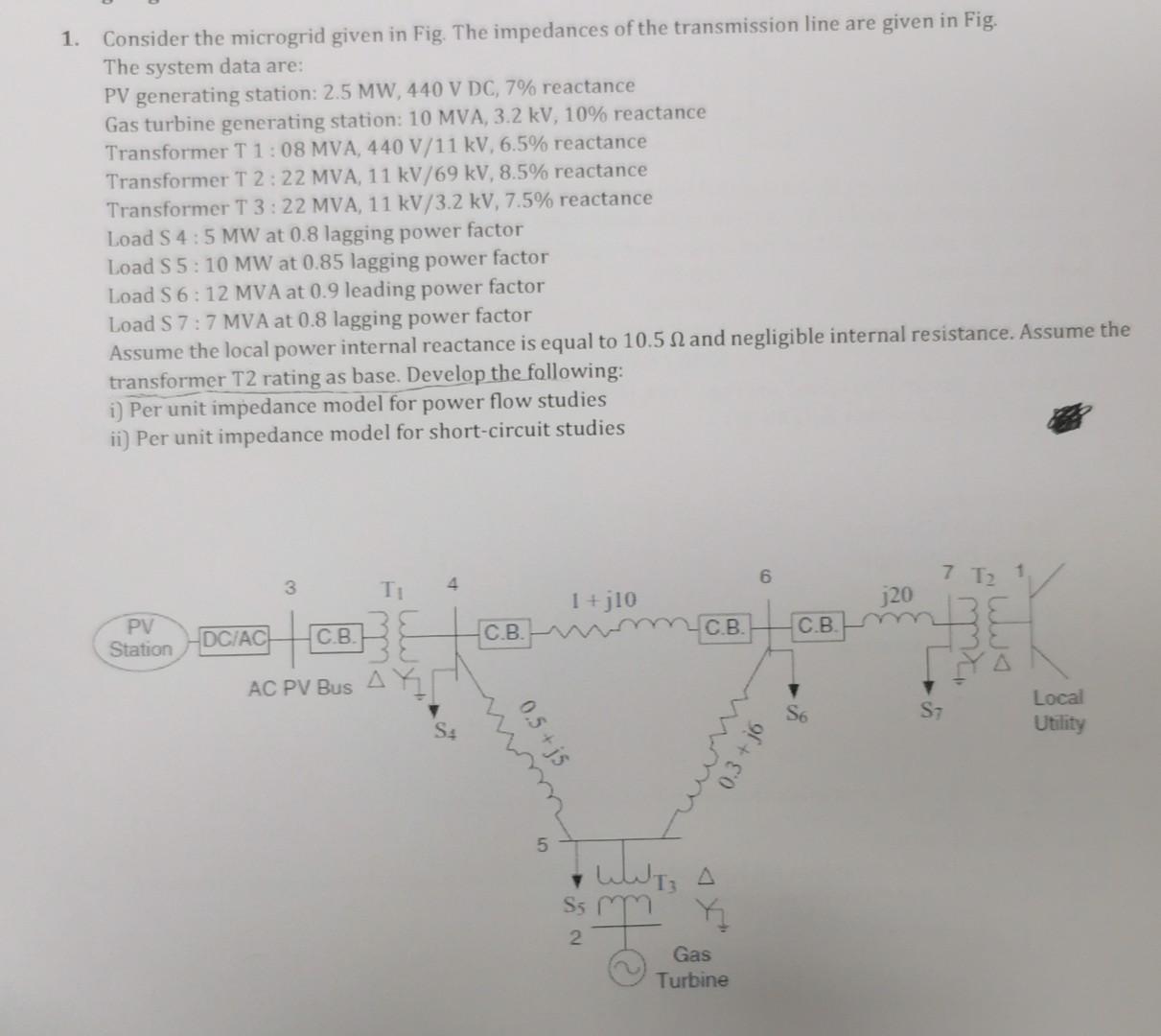 Solved 1. Consider the microgrid given in Fig. The | Chegg.com