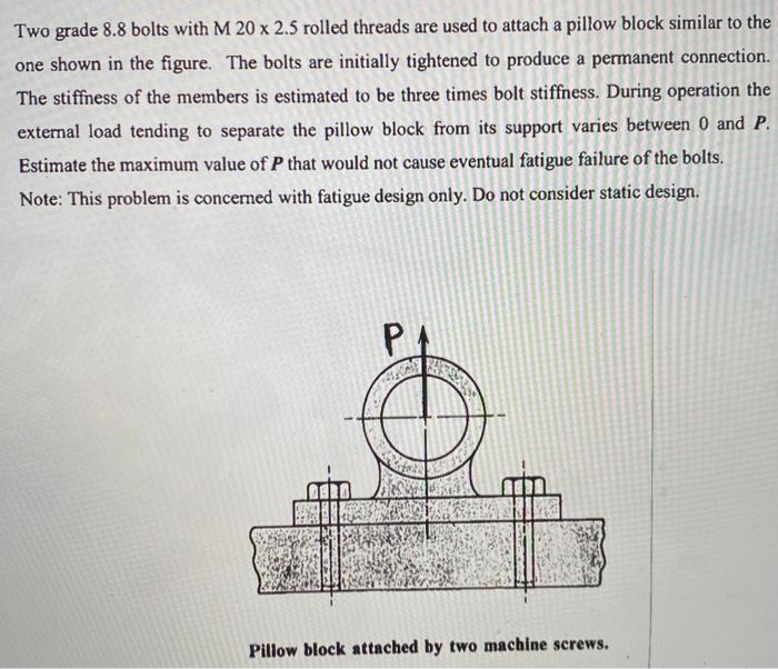 Solved Two grade 8.8 bolts with M20×2.5 rolled threads are | Chegg.com