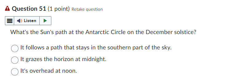Solved Question 51 (1 ﻿point) ﻿Retake questionWhat's the | Chegg.com