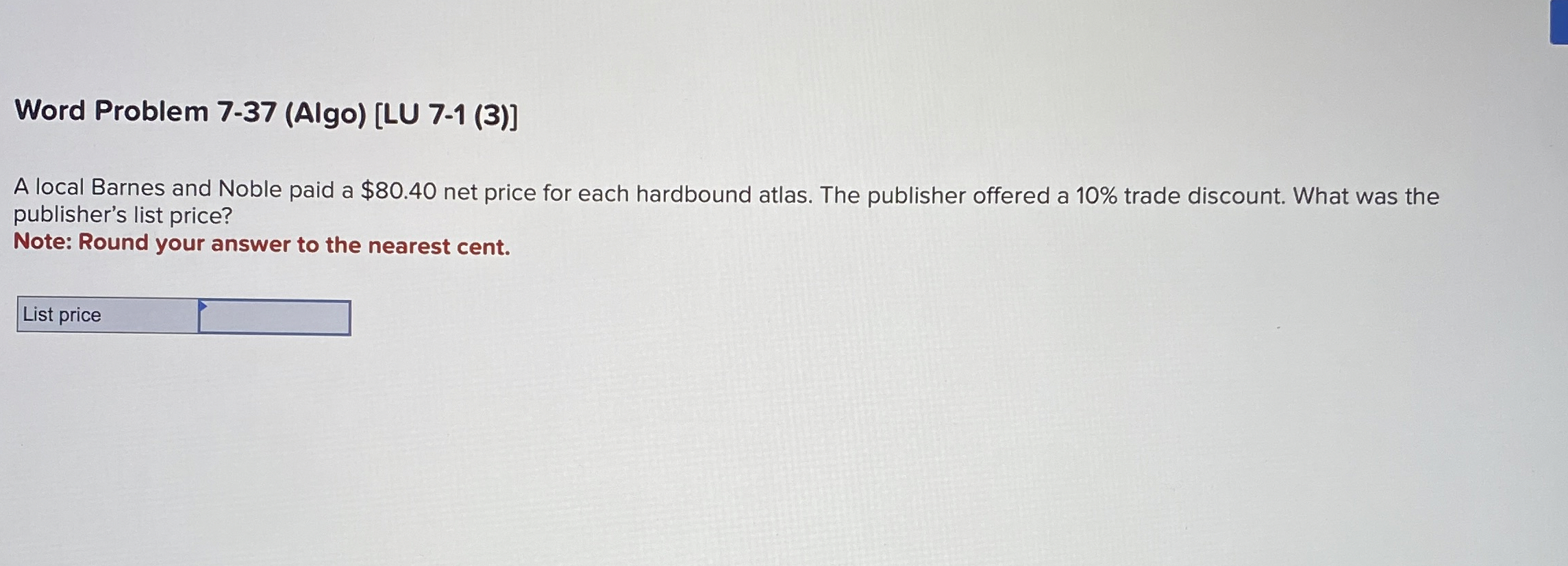 Solved Word Problem 7-37 (Algo) [LU 7-1 (3)]A local Barnes | Chegg.com