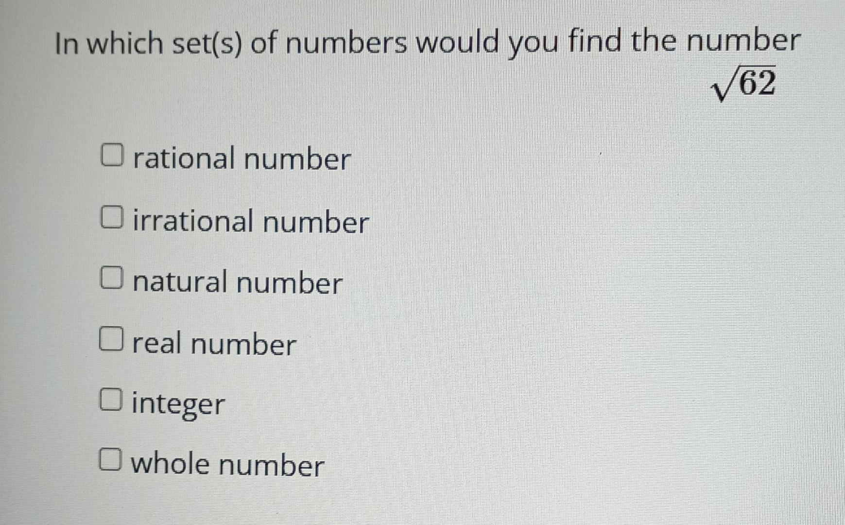 Solved In which set(s) of numbers would you find the number | Chegg.com