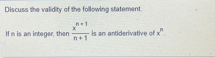 Solved Discuss the validity of the following statement. If n | Chegg.com