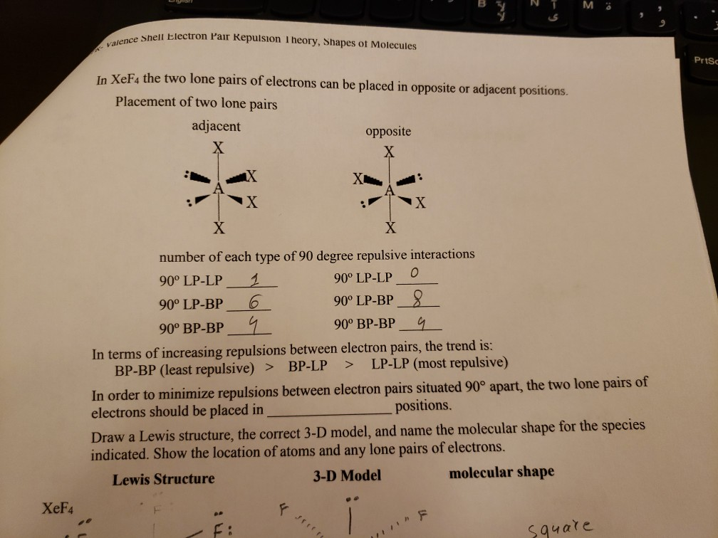 Solved Shell Electron Pair Repulsion Theory, Shapes of | Chegg.com