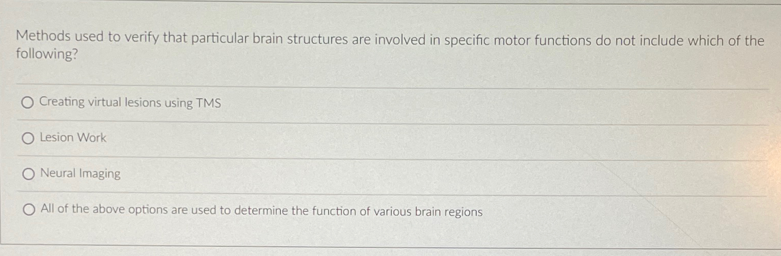 Solved Methods used to verify that particular brain | Chegg.com