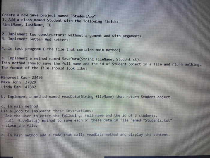 Solved Create a new java project named "Student App" 1. Add | Chegg.com