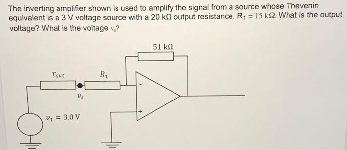 Solved The inverting amplifier shown is used to amplify the | Chegg.com