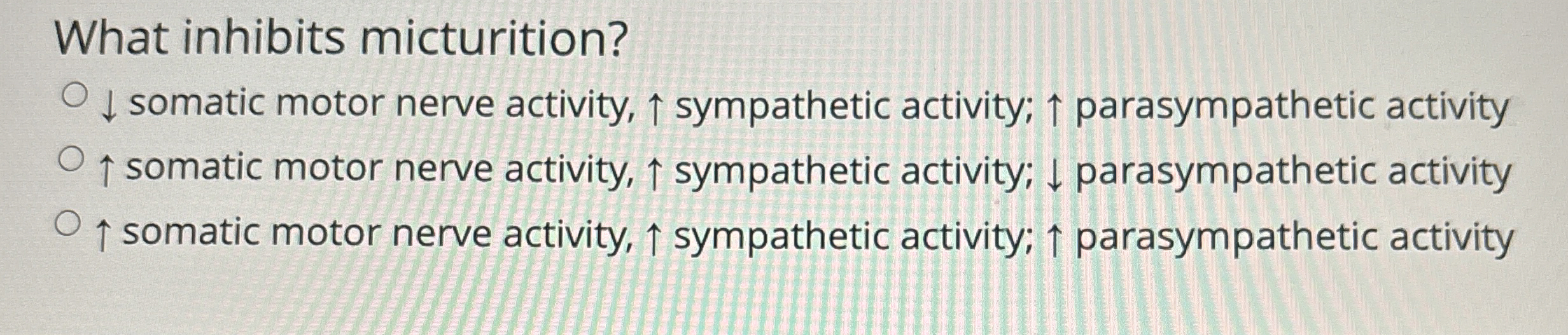 Solved What inhibits micturition?darr somatic motor nerve | Chegg.com