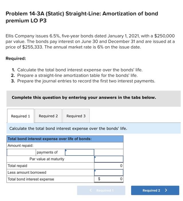 Solved Problem 14-3A (Static) Straight-Line: Amortization of | Chegg.com