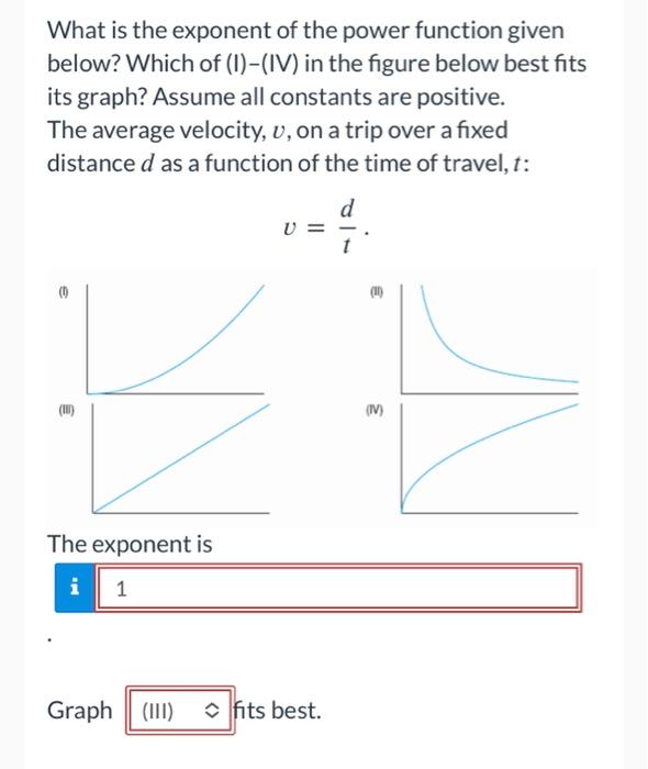 Solved What is the exponent of the power function given | Chegg.com