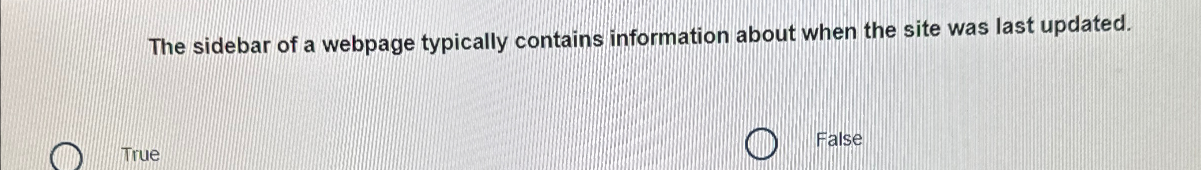 Solved The sidebar of a webpage typically contains | Chegg.com