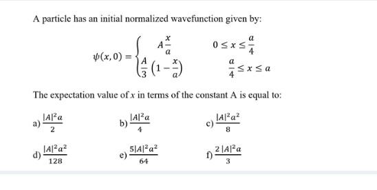 Solved A particle has an initial normalized wavefunction | Chegg.com