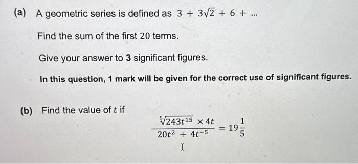 Solved (a) A geometric series is defined as 3+32+6+… Find | Chegg.com