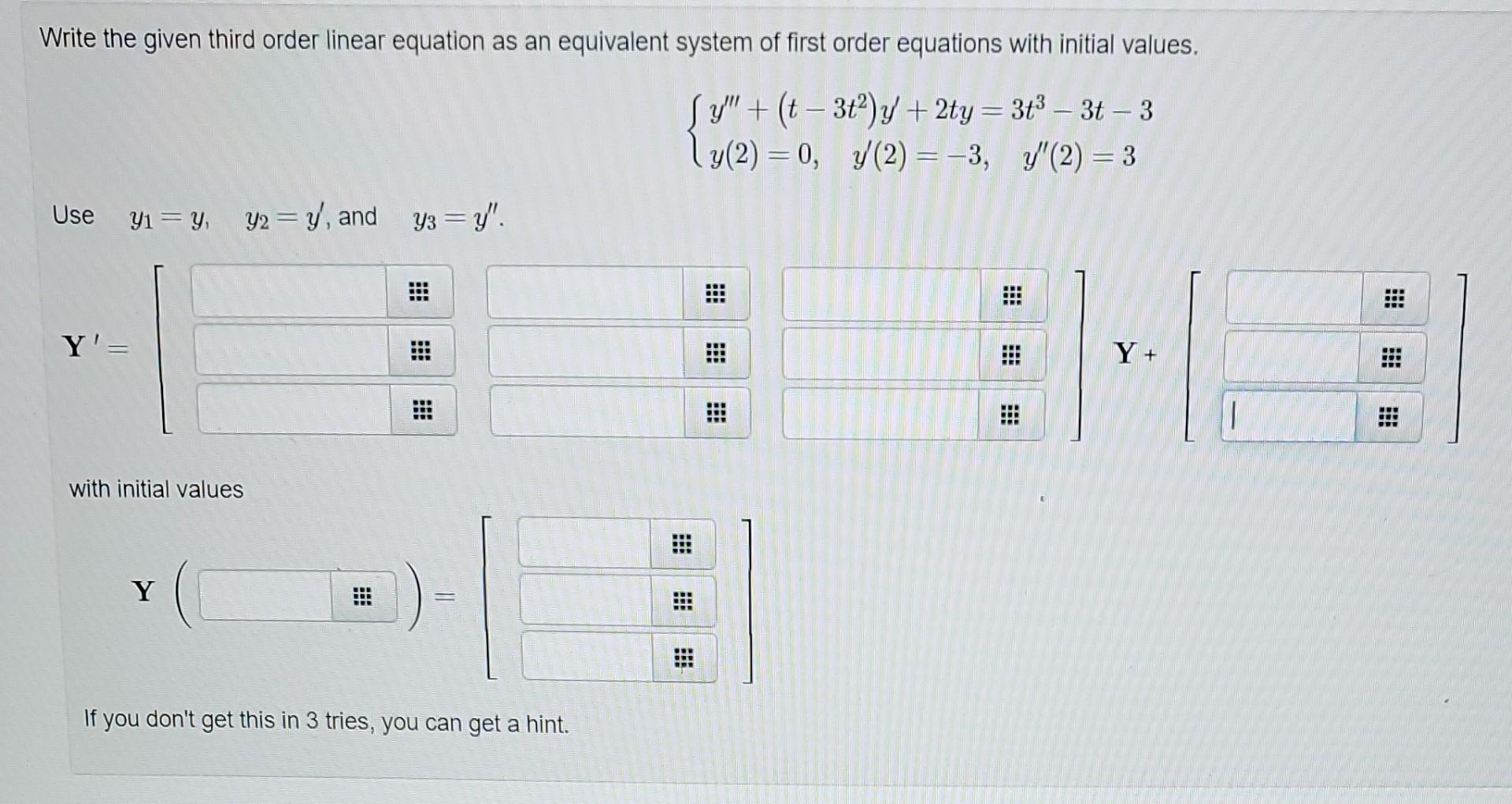 Solved Write the given third order linear equation as an | Chegg.com